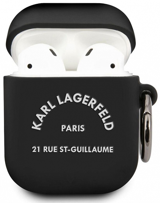 Чехол Karl Lagerfeld Silicone Case (KLACA2SILRSGBK) для AirPods Black