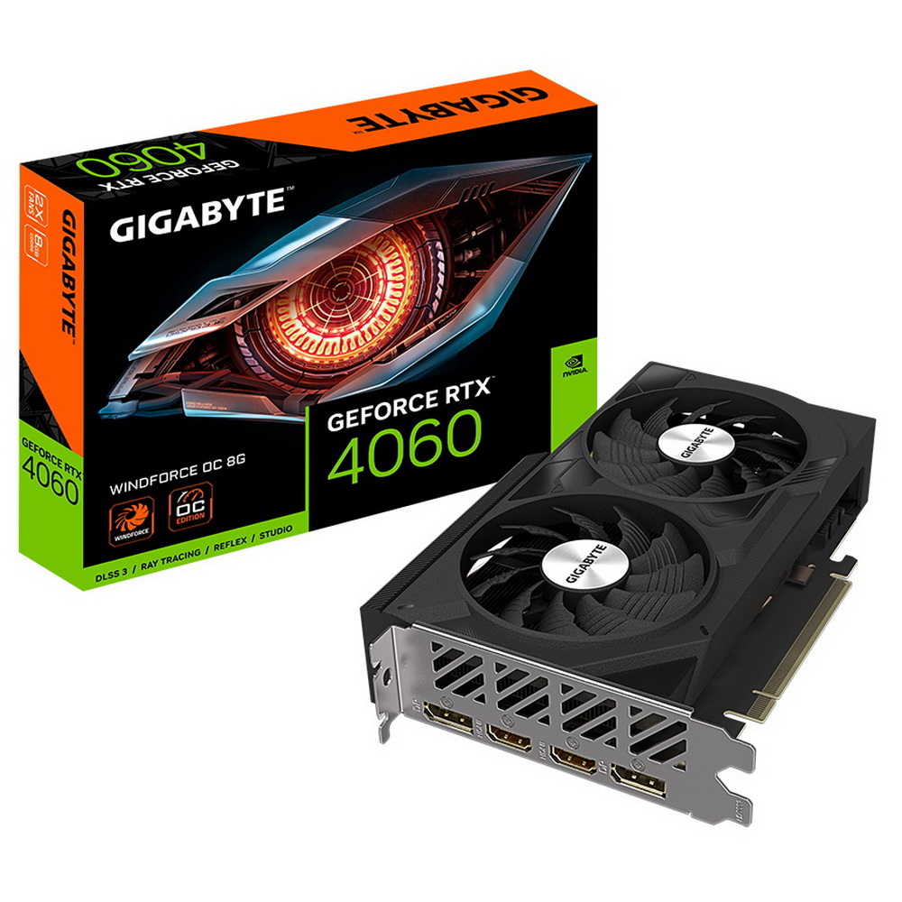 Видеокарта Gigabyte NVIDIA GeForce RTX4060 WINDFORCE OC 8GB [GV-N4060WF2OC-8GD]