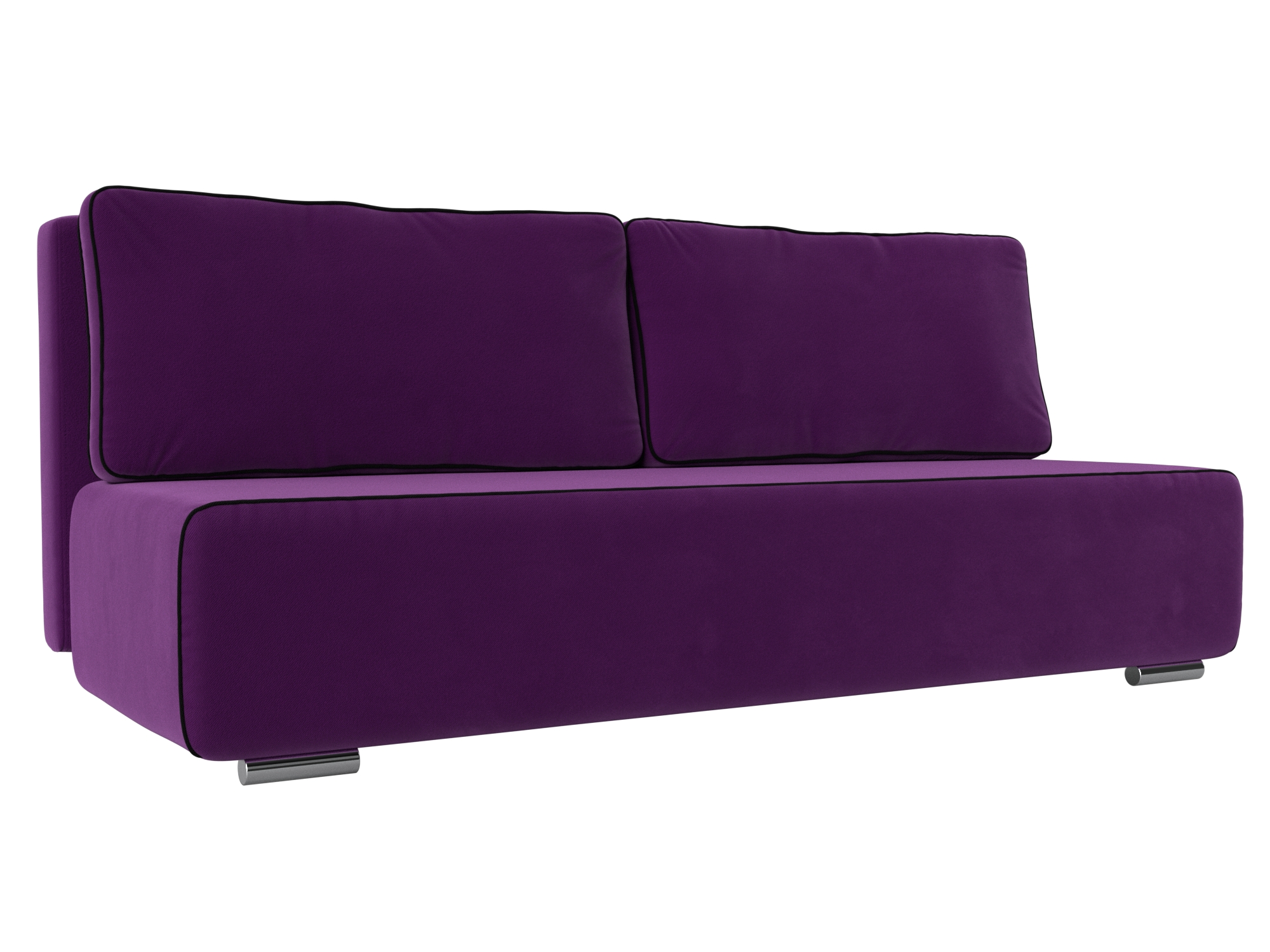 Прямой диван Уно микровельвет фиолетовый/черный