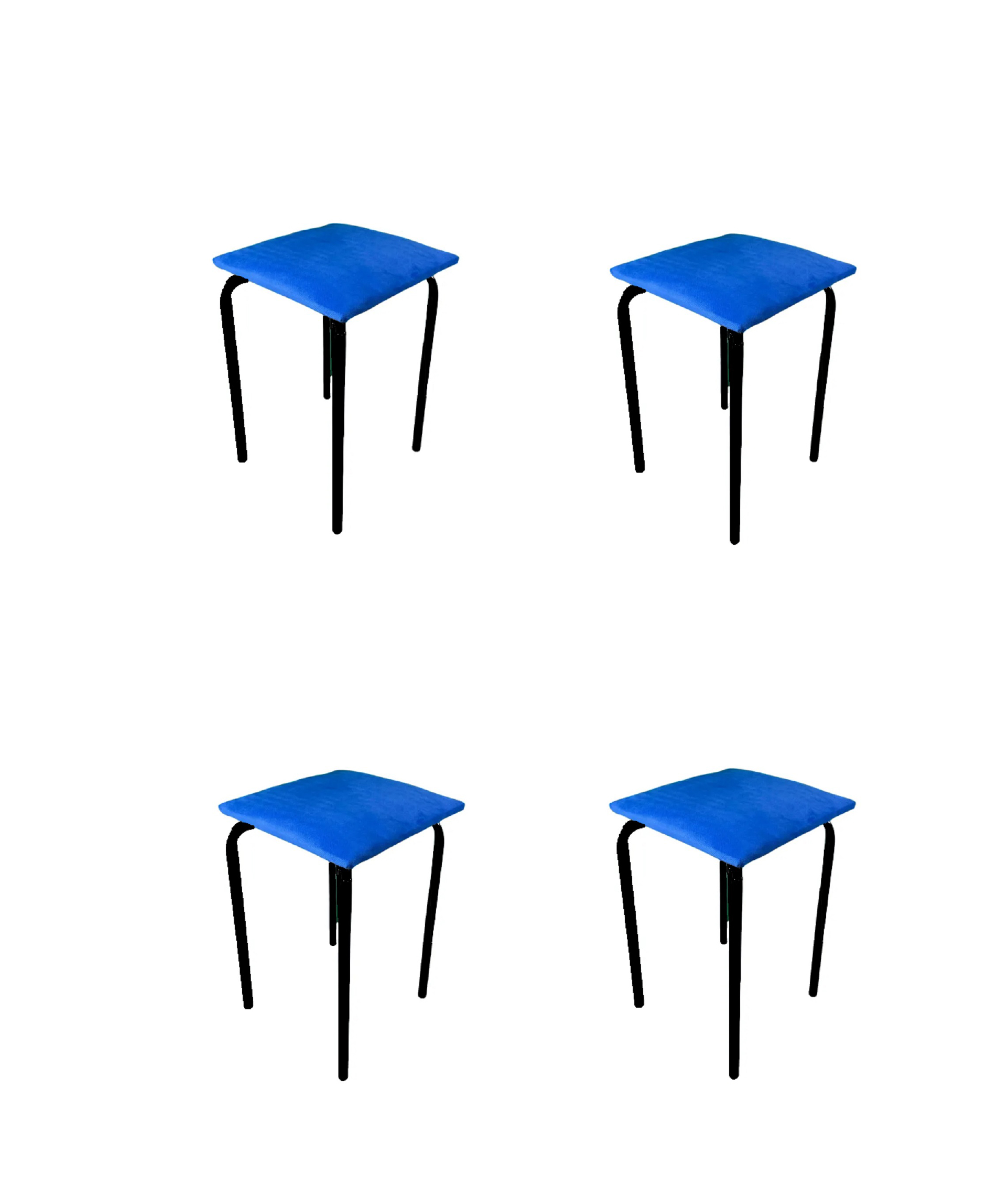 Табурет складной Arrau велюр синий с мягким сиденьем, 4 шт, нагрузка до 100 кг