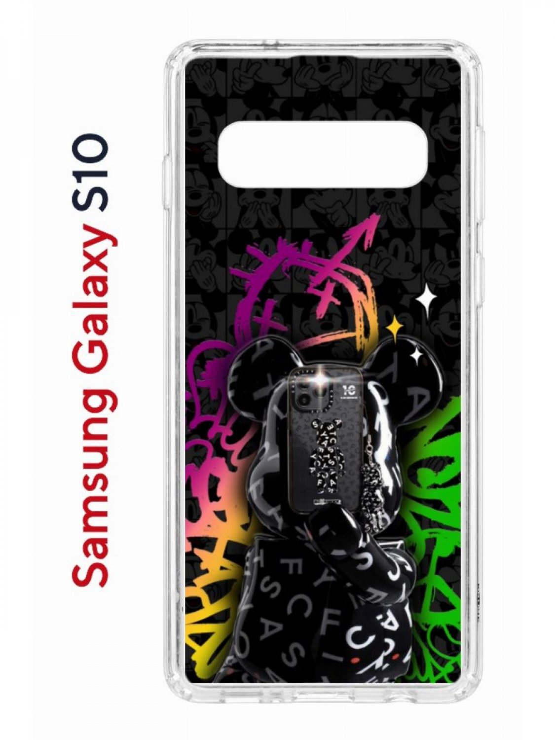 Чехол на Samsung S10 Kruche Print Микки Маус,противоударный бампер,с защитой камеры