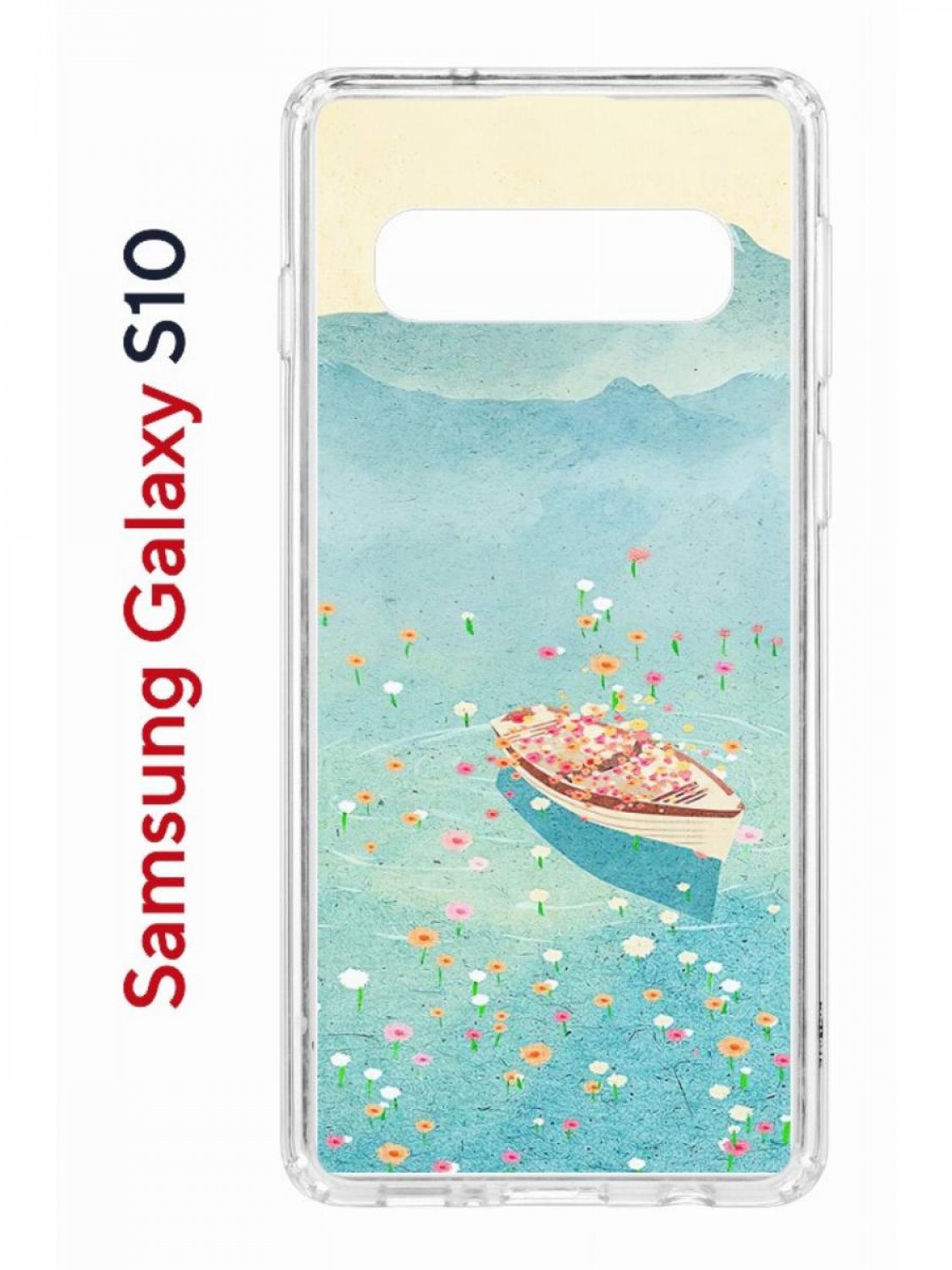 Чехол на Samsung S10 Kruche Print Озеро цветов,противоударный бампер,с защитой камеры