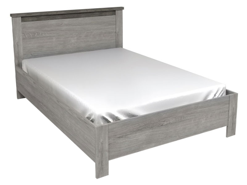 Двуспальная кровать СБК Денвер без п/м с основанием 120х200, Риббек серый / Камень темный
