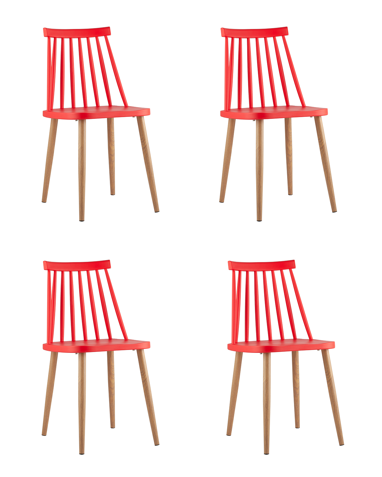 Стул Морган, пластиковый, красный, комплект 4 стула