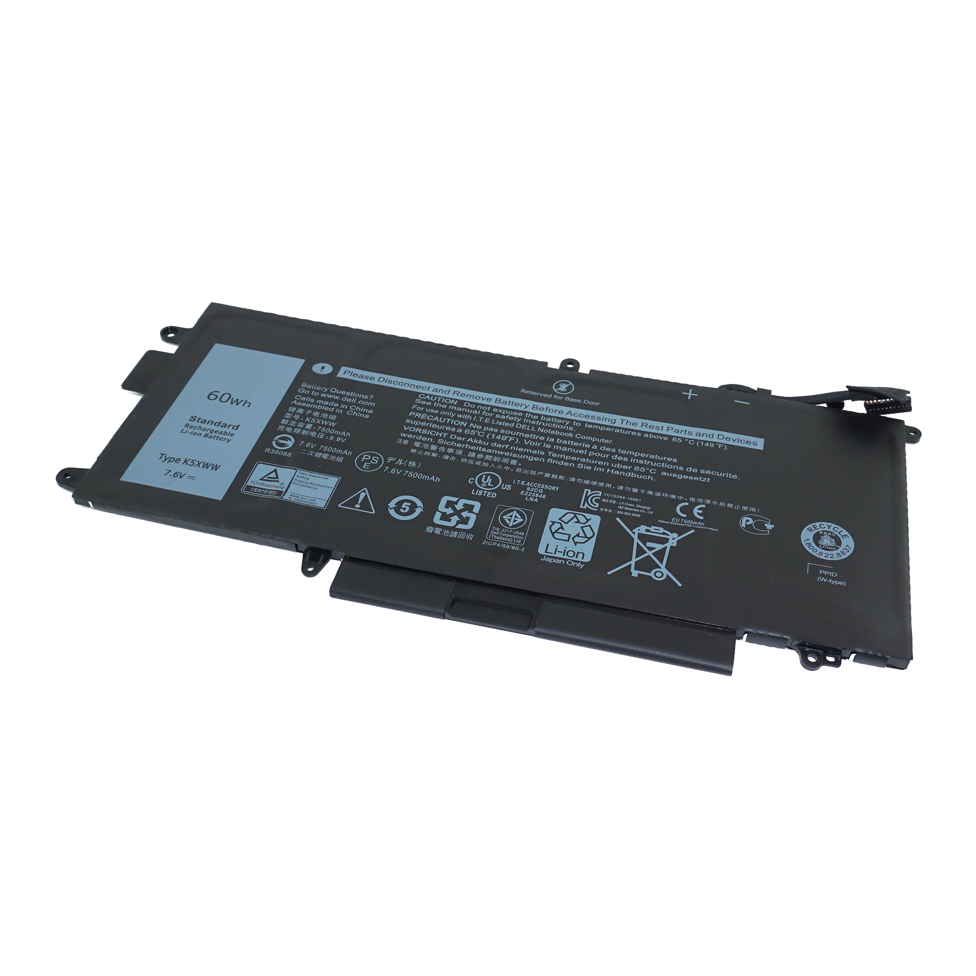 Аккумулятор Azerty K5XWW для Dell Latitude 5289/E5289/7389 и др.6CYH6, N18GG, J0PGR 7.6V