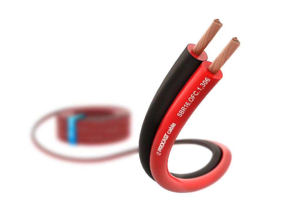 Акустический красно-черный спикерный кабель 2х1,306mm? PROCAST cable SBR 16.OFC.1,306 3 м