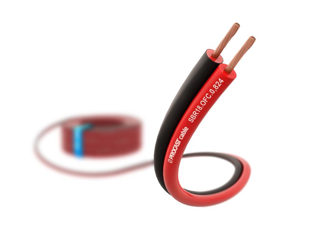 Акустический красно-черный спикерный кабель 2х0,824mm? PROCAST cable SBR 18.OFC.0,824 10 м