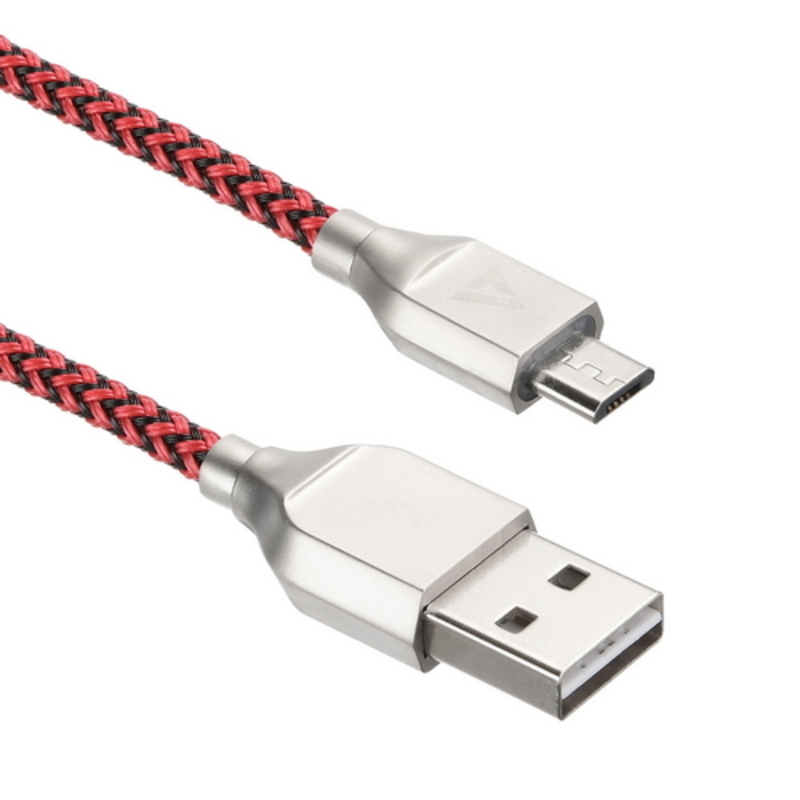 USB кабель ACD-Titan MicroUSB  USB-A Нейлон, 1м, красно-черный (ACD-U927-M1R)