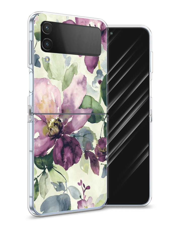 Чехол Awog на Samsung Galaxy Z Flip 4 / Самсунг Z Flip 4 "Сиреневые цветы-акварель"