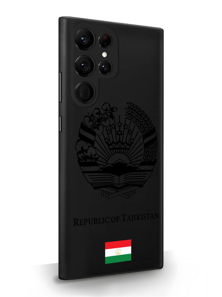 Чехол SignumCase для Samsung Galaxy S22 Ultra Черный лаковый Герб Таджикистана черный
