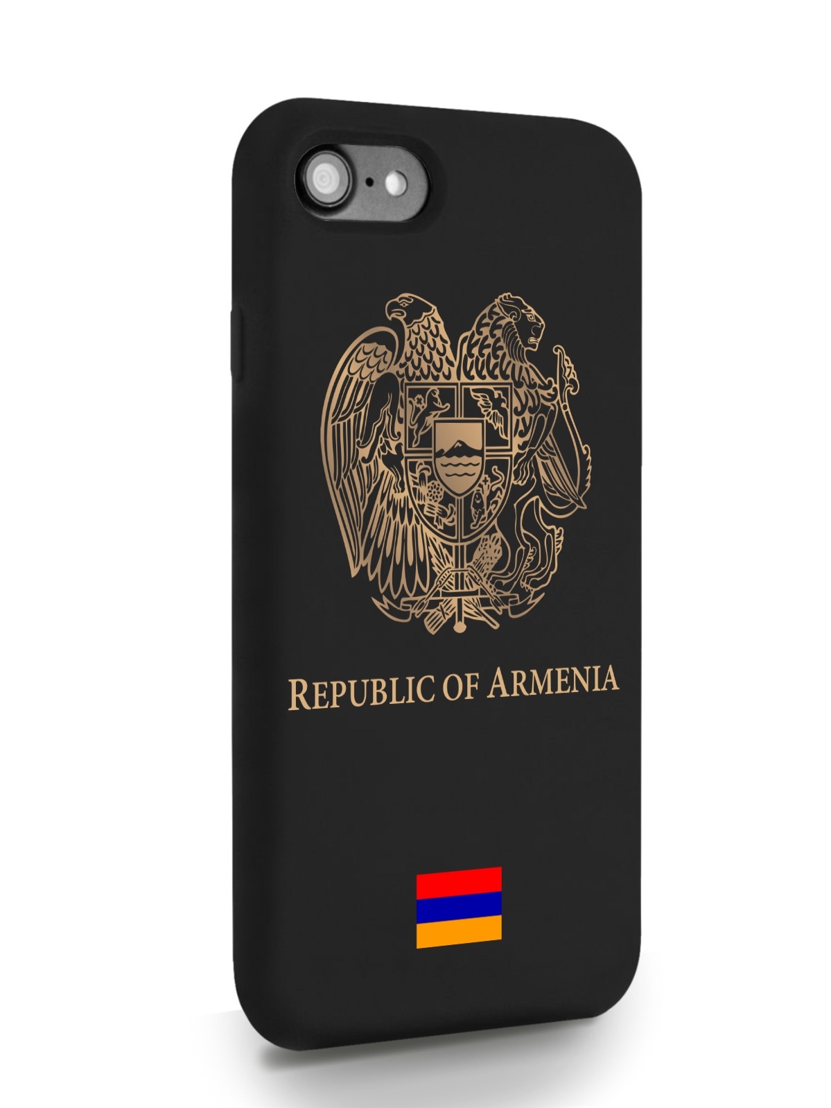 Черный SignumCase для iPhone 7/8/SE2020 Золотой Герб Армении черный