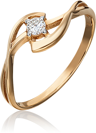 Кольцо из красного золота р. 17 PLATINA jewelry 01-0825-00-101-1110-30, бриллиант