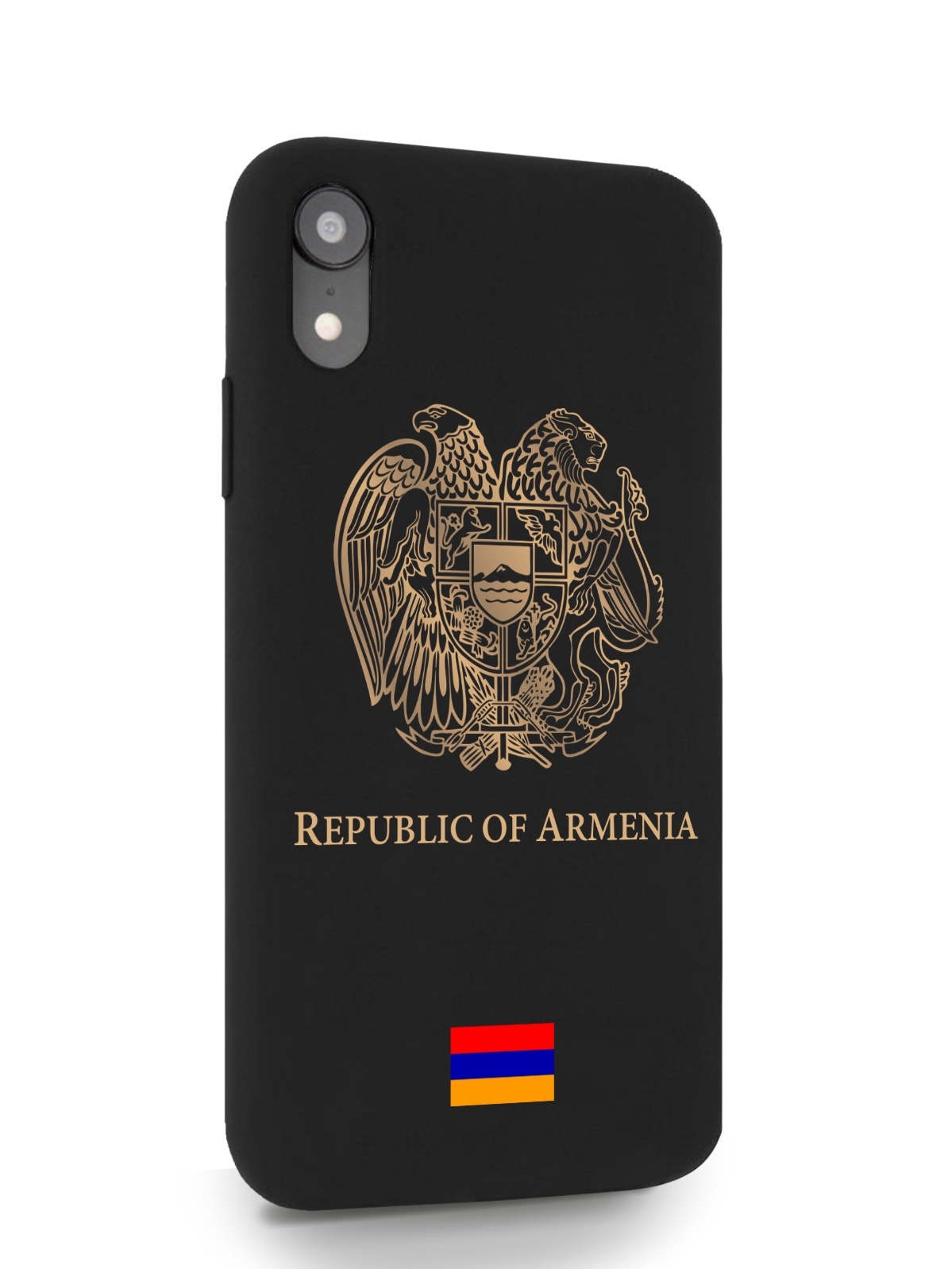Черный SignumCase для iPhone XR Золотой Герб Армении черный