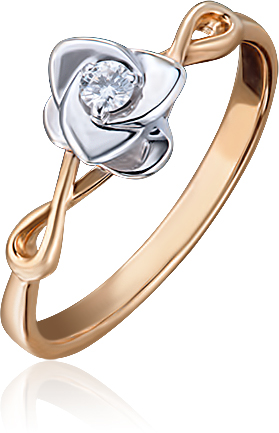 Кольцо из золота р. 17,5 PLATINA jewelry 01-1564-00-101-1111-30, бриллиант