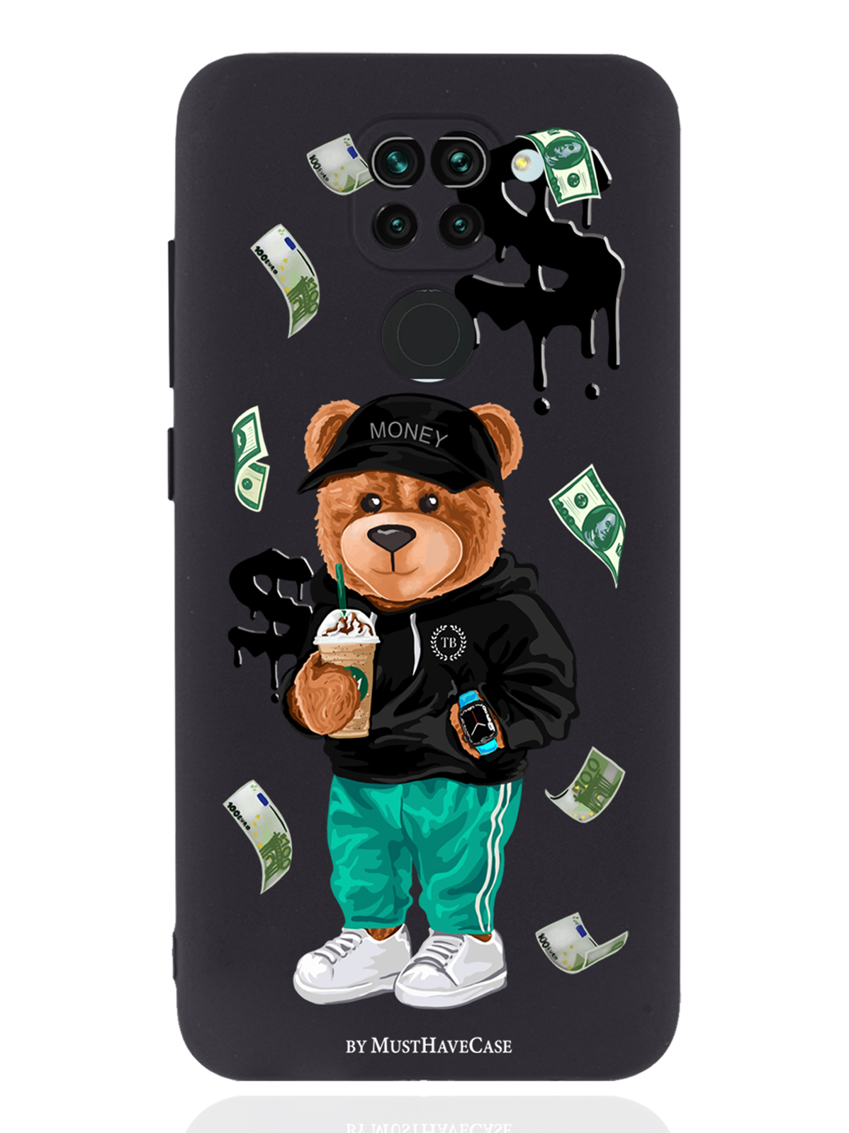 Чехол MustHaveCase для Xiaomi Redmi Note 9 Мишка Тони черный