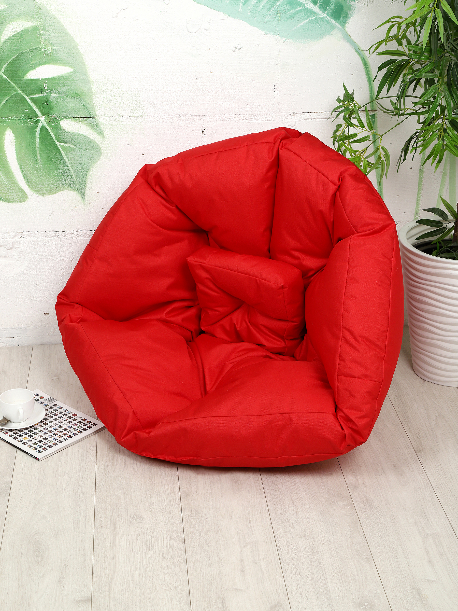 Бескаркасное кресло АксиомаТекс, красное, L, 70x70x90