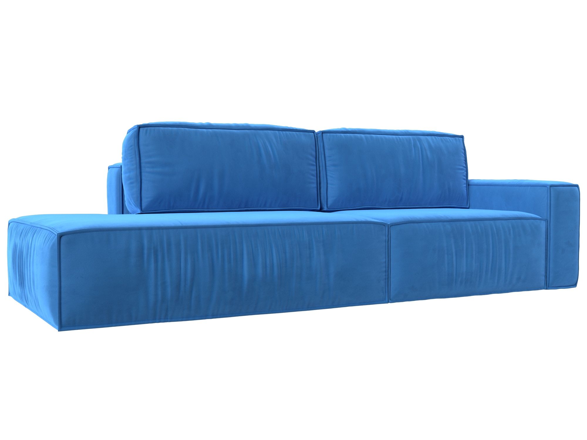 Прямой диван Прага модерн подлокотник справа велюр голубой