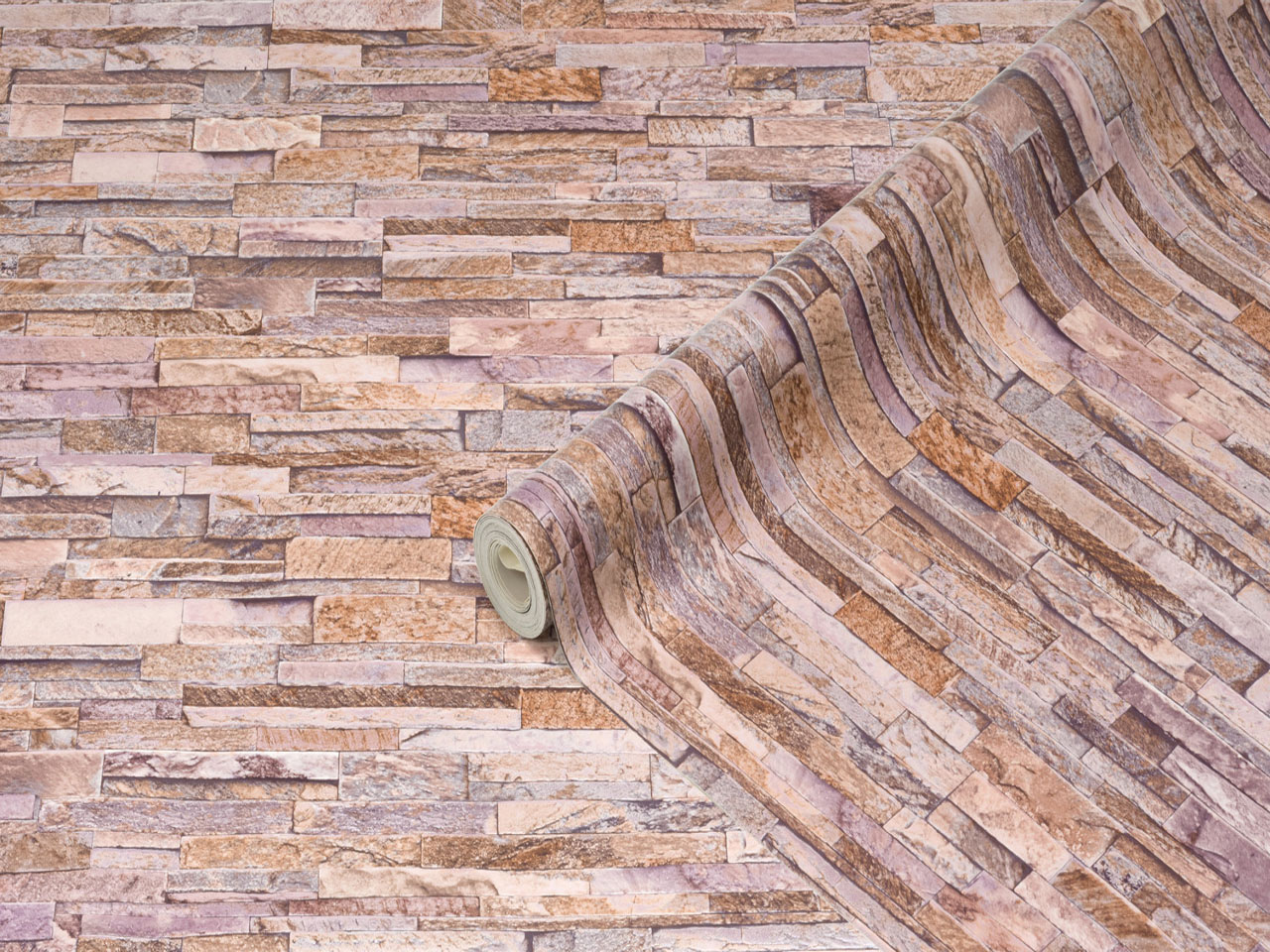 Стеновое покрытие рулонное (67.5см х 4м) CERAMICS 270-1008 Каменная стена беж-песочная