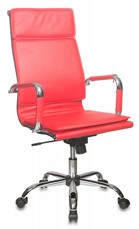 Кресло руководителя Бюрократ CH-993/RED, красный/хром