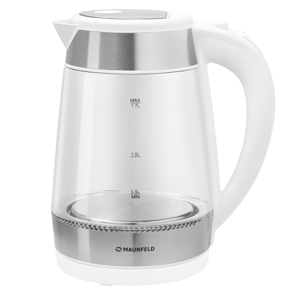 Чайник электрический MAUNFELD MGK-1710GW 1.7 л White, Transparent, Silver