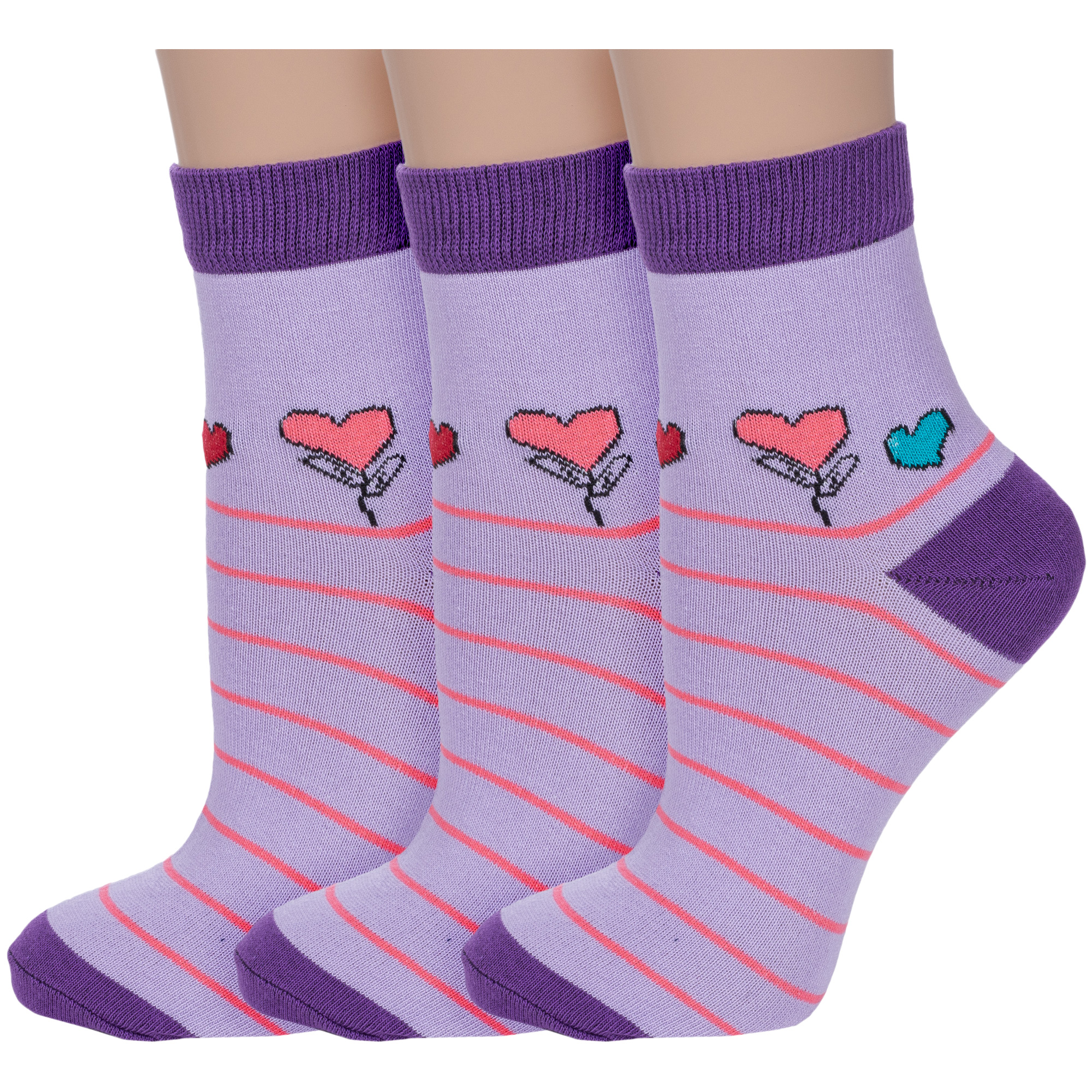 Комплект носков женских VASILINA 3-7С3263 фиолетовых 23-25