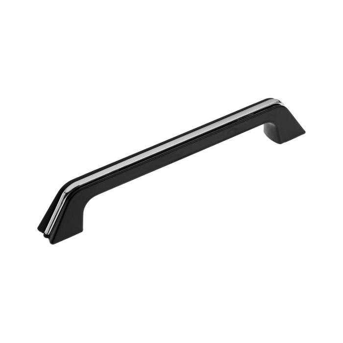 Ручка-скоба ТУНДРА , м/о 128 мм, цвет черный с хромированной вставкой