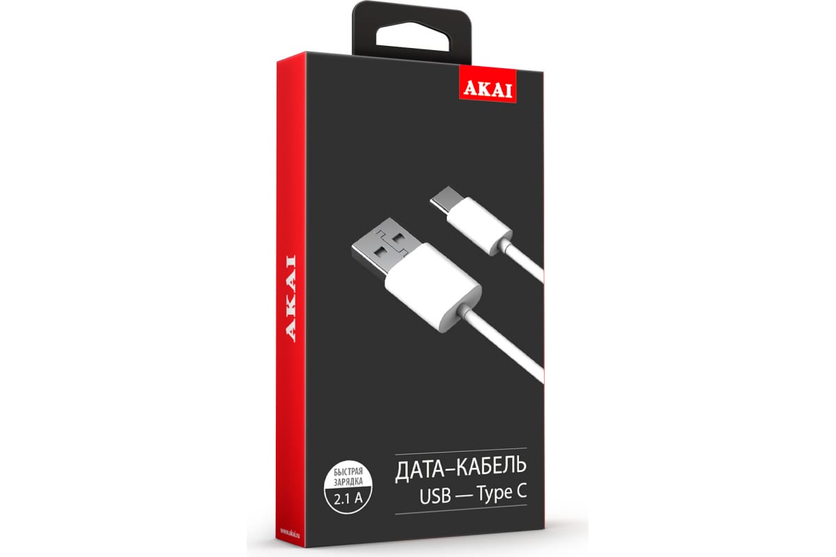 Дата-кабель Akai CE-465W USB-Type-C TPE белый
