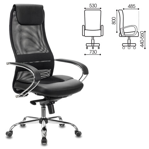 Кресло офисное BRABIX PREMIUM "Stalker EX-609 PRO", хром, мультиблок, ткань-сетка/экокожа