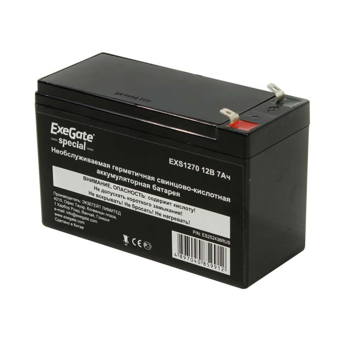 Аккумуляторная батарея ExeGate DT 1207 (12V 7Ah, клеммы F1)