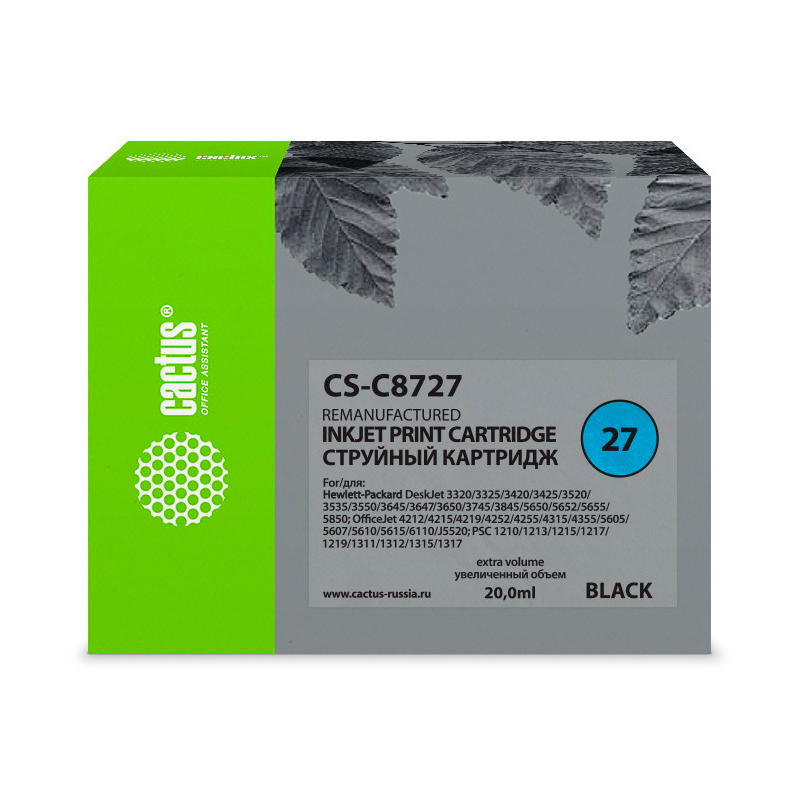 Картридж для струйного принтера CACTUS CS-C8727 27 черный, совместимый
