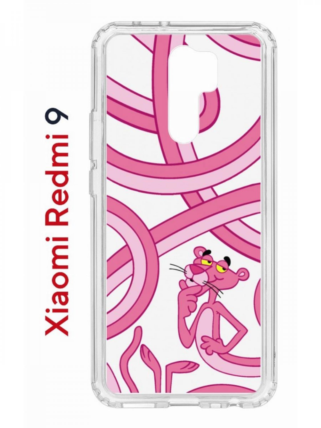 Чехол на Redmi 9 Kruche Print Розовая Пантера,противоударный бампер,с защитой камеры