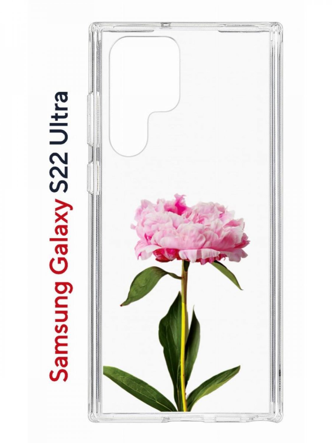 Чехол на Samsung Galaxy S22 Ultra Kruche Print Пион,противоударный бампер с принтом