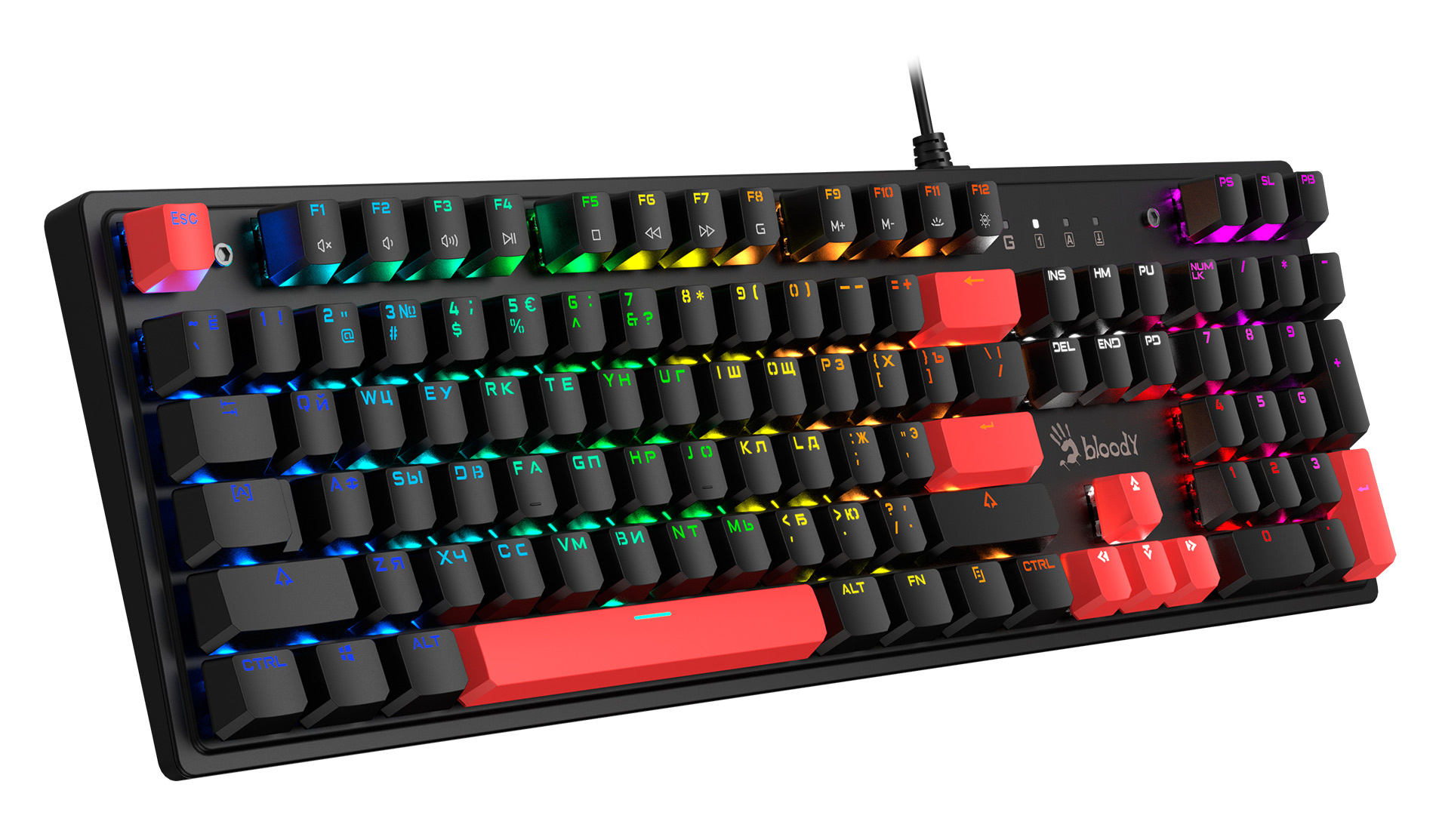 Проводная игровая клавиатура A4Tech Bloody S510N Black/Red