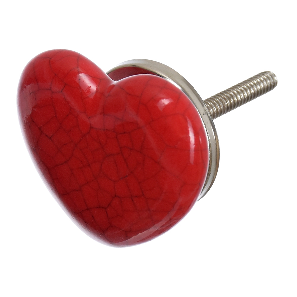 Набор из 6 шт, 66160 BLUMEN HAUS Ручка керамическая для мебели ''Сердце'', цвет красный /3