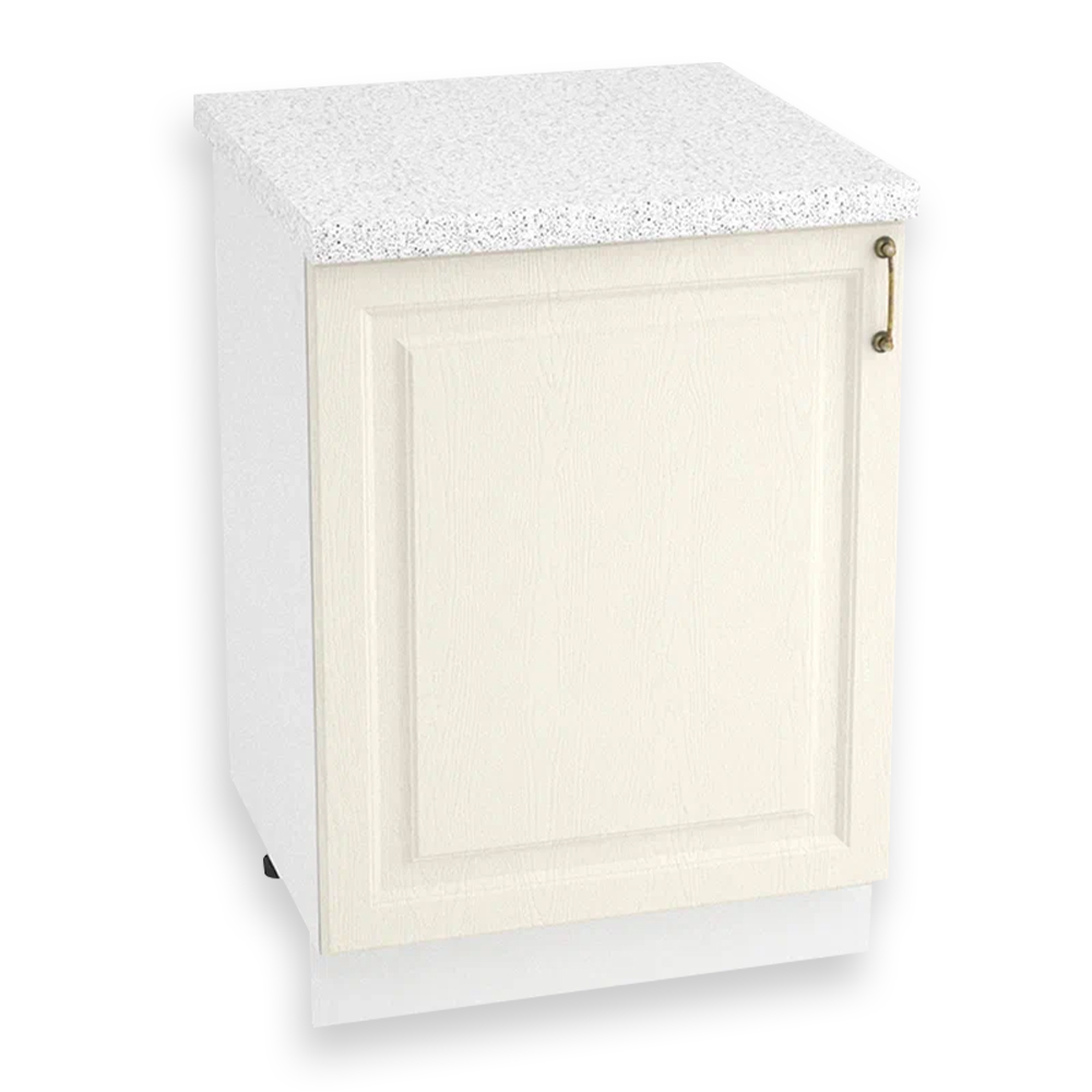 Шкаф кухонный напольный, Сурская мебель, Ницца, 591607, белый/дуб кремовый