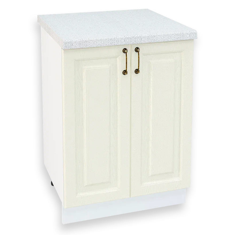 Шкаф кухонный напольный, Сурская мебель, Ницца, 591637, белый/дуб кремовый