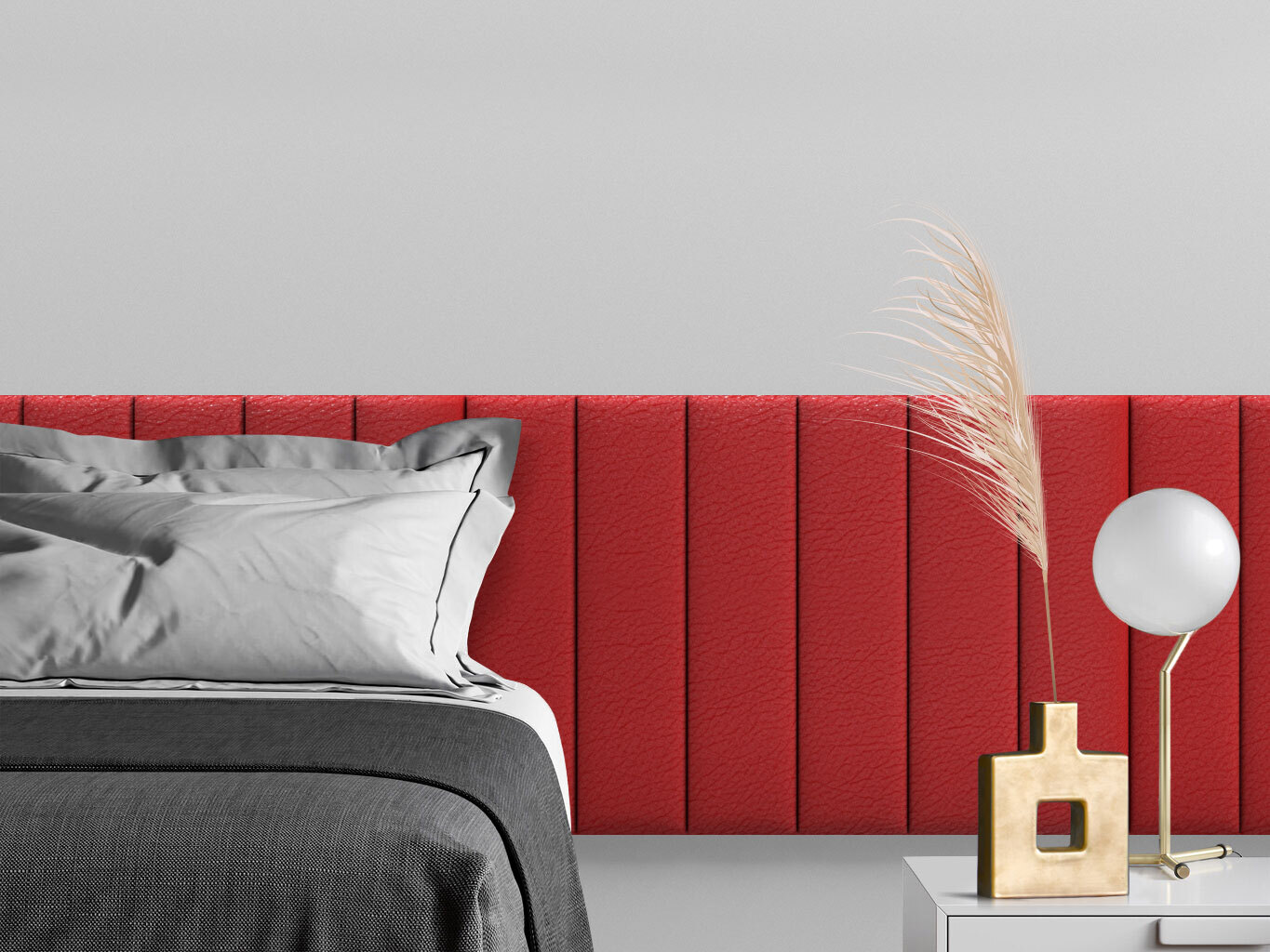 Мягкое изголовье кровати Eco Leather Red 15х60 см 4 шт.