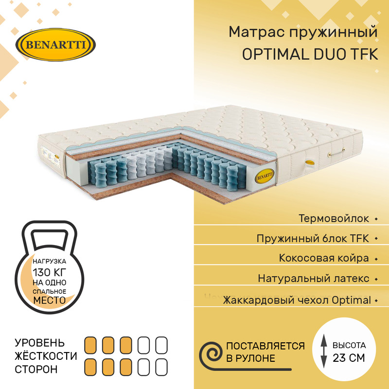 Матрас пружинный Benartti Optimal Duo TFK 170х185, высота 23 см