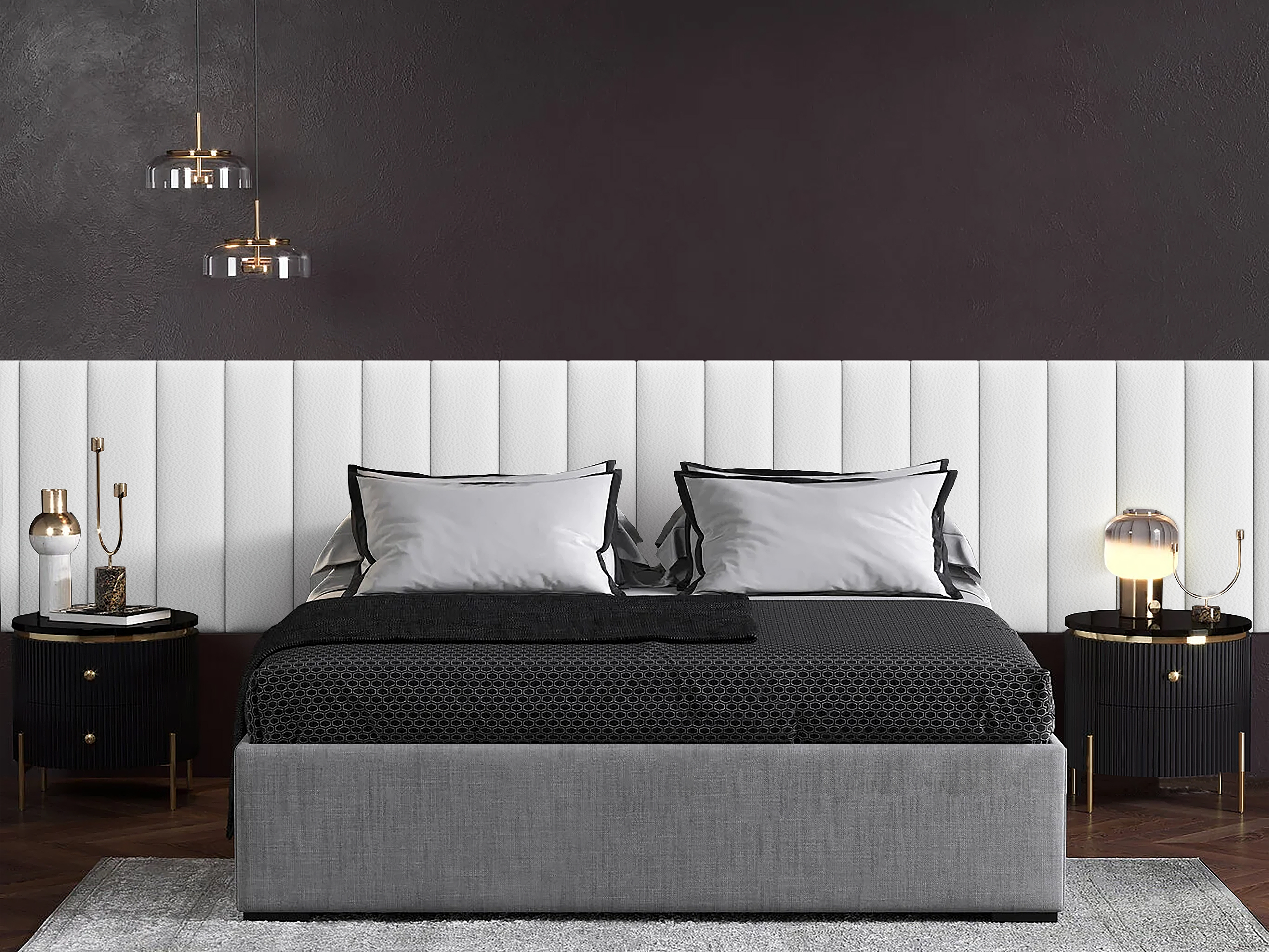 Панель кровати Eco Leather Silver 20х80 см 4 шт.