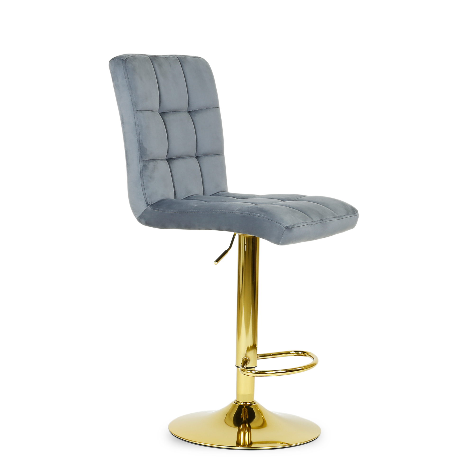 Барный стул Barneo N-48 Kruger серый велюр, подножка цвет золото