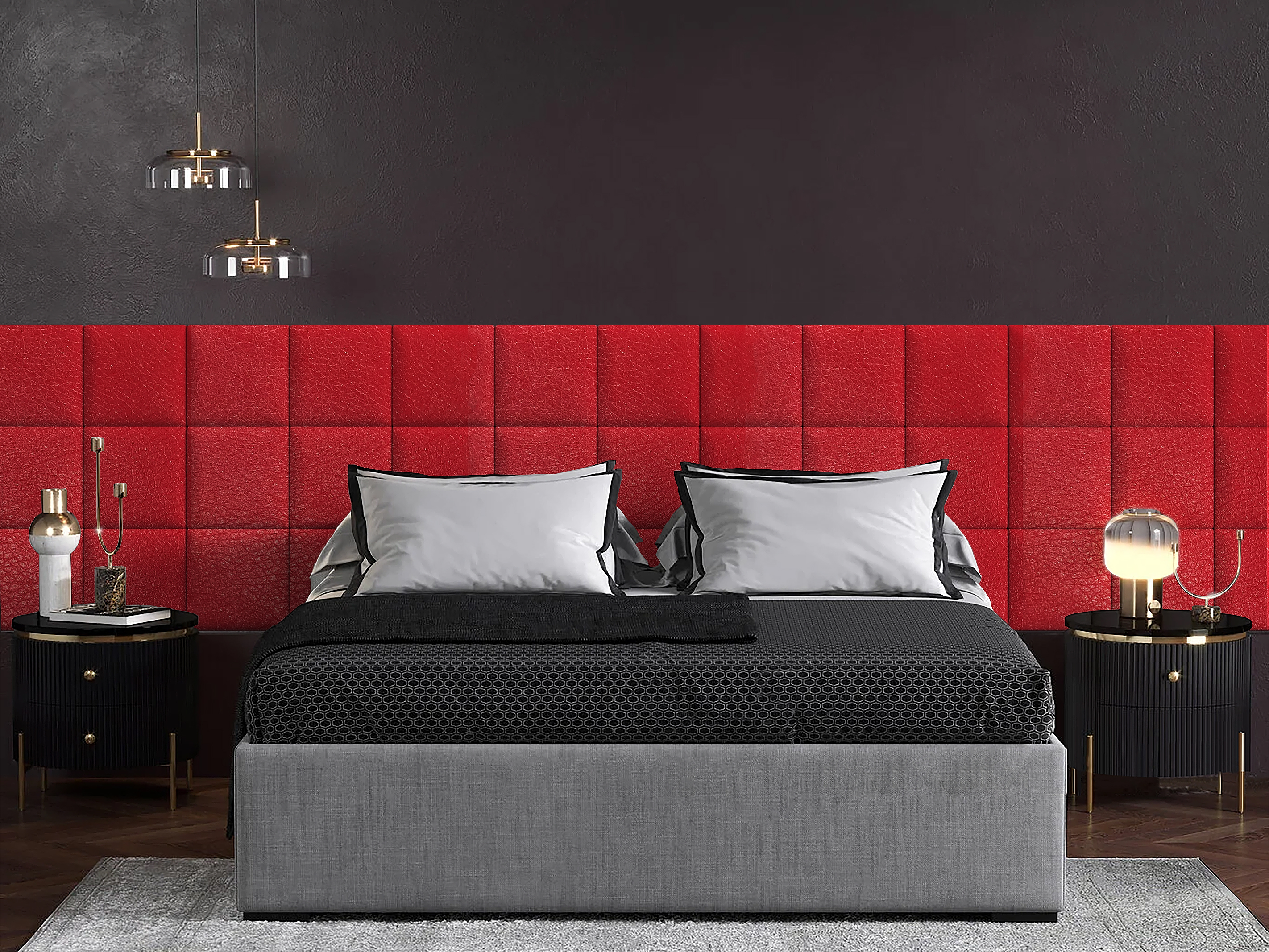 Панель кровати Eco Leather Red 30х30 см 1 шт.