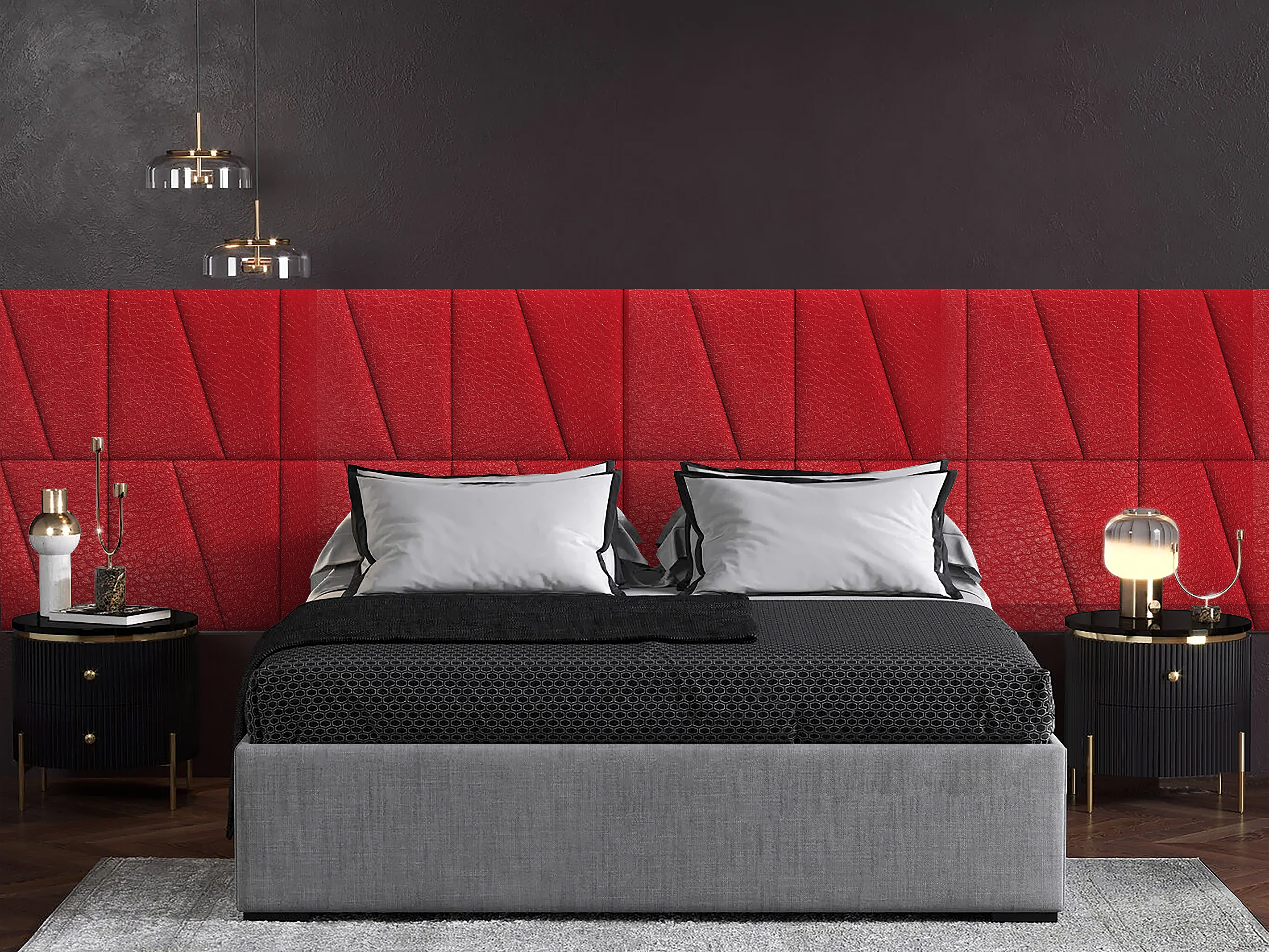 Панель кровати Eco Leather Red 50х50DP см 2 шт.