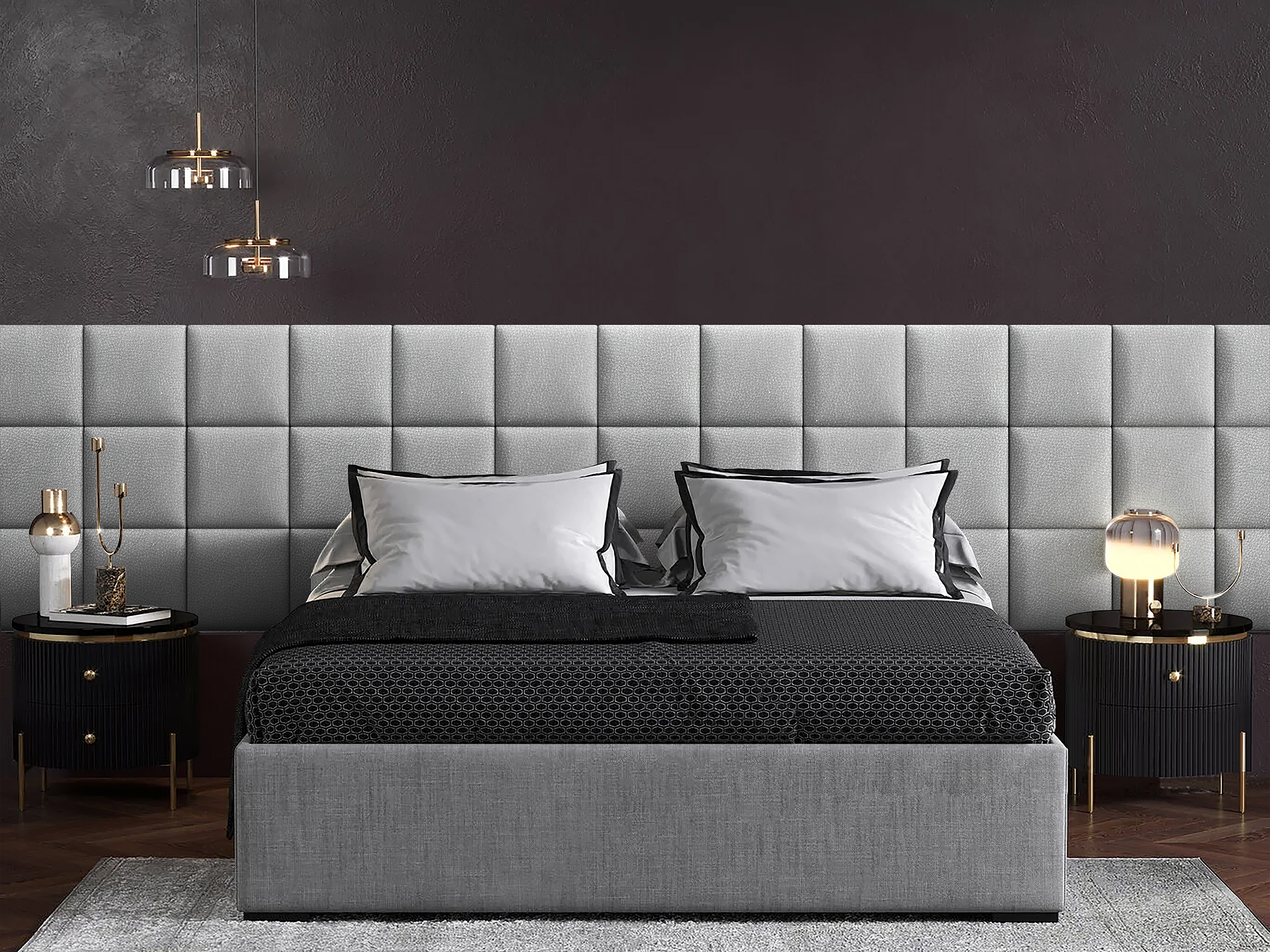 Панель кровати Eco Leather Silver 30х30 см 4 шт.