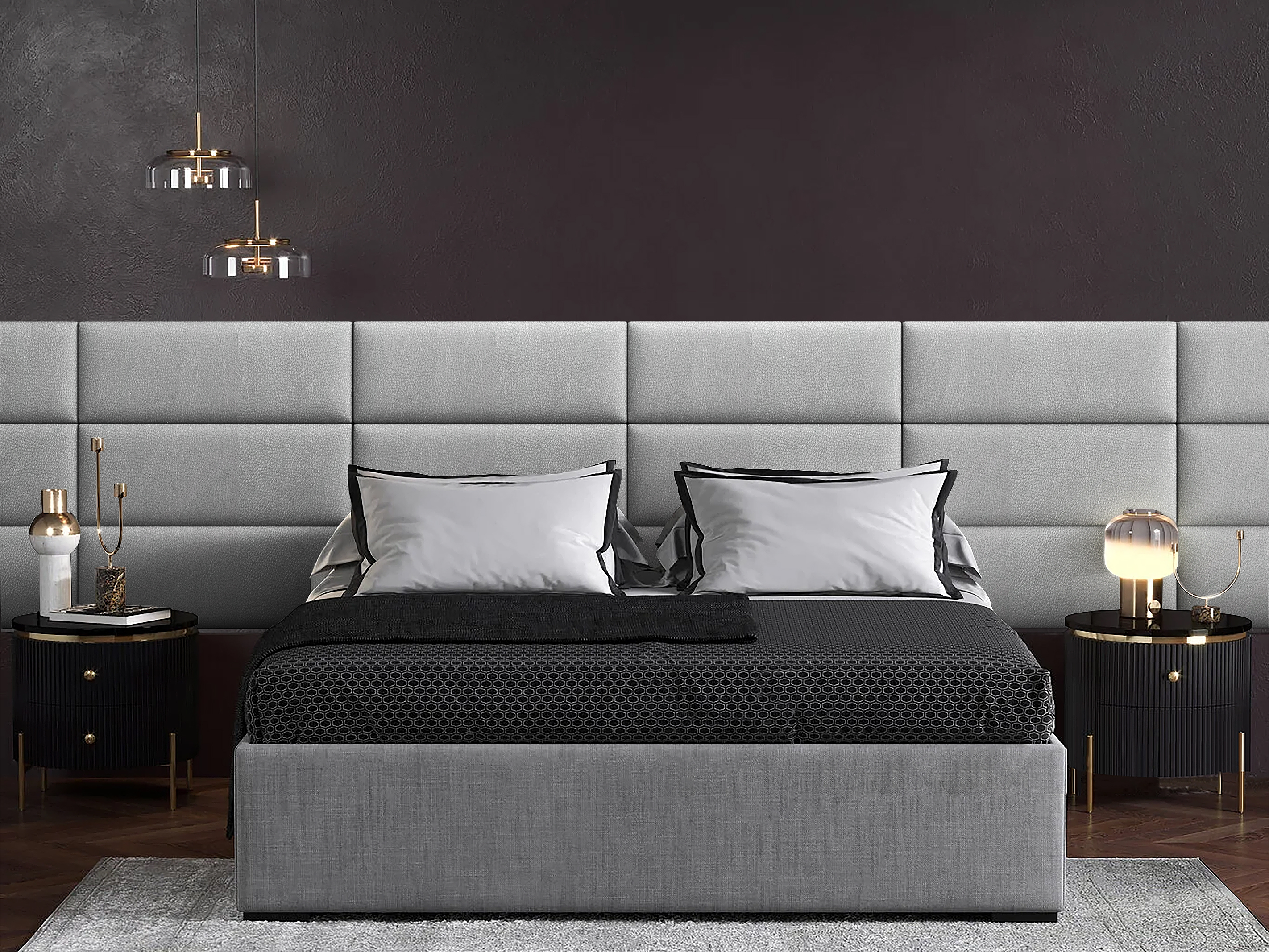 Панель кровати Eco Leather Silver 30х80 см 4 шт.
