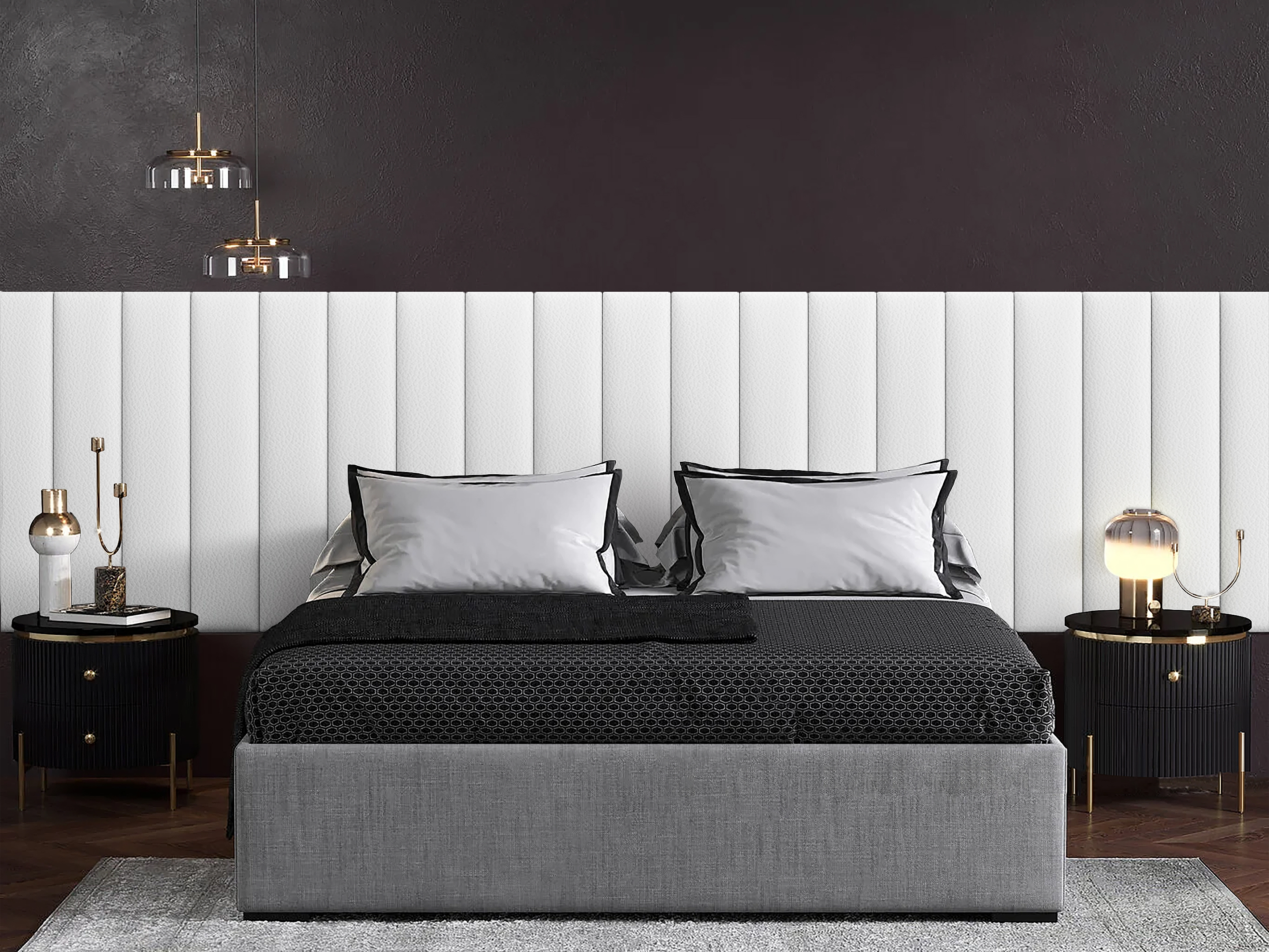 Панель кровати Eco Leather White 20х100 см 4 шт.