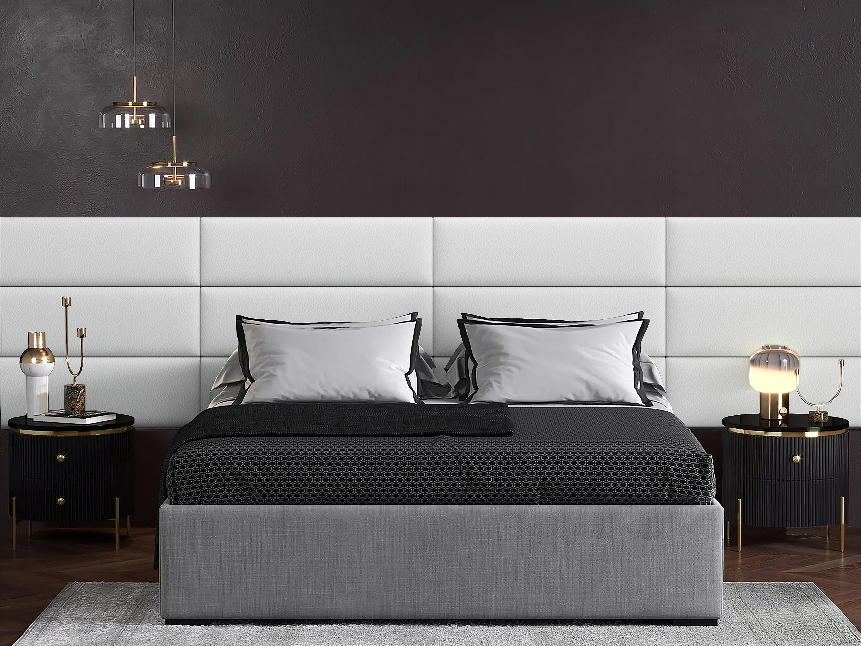 Панель кровати Eco Leather White 30х100 см 4 шт.
