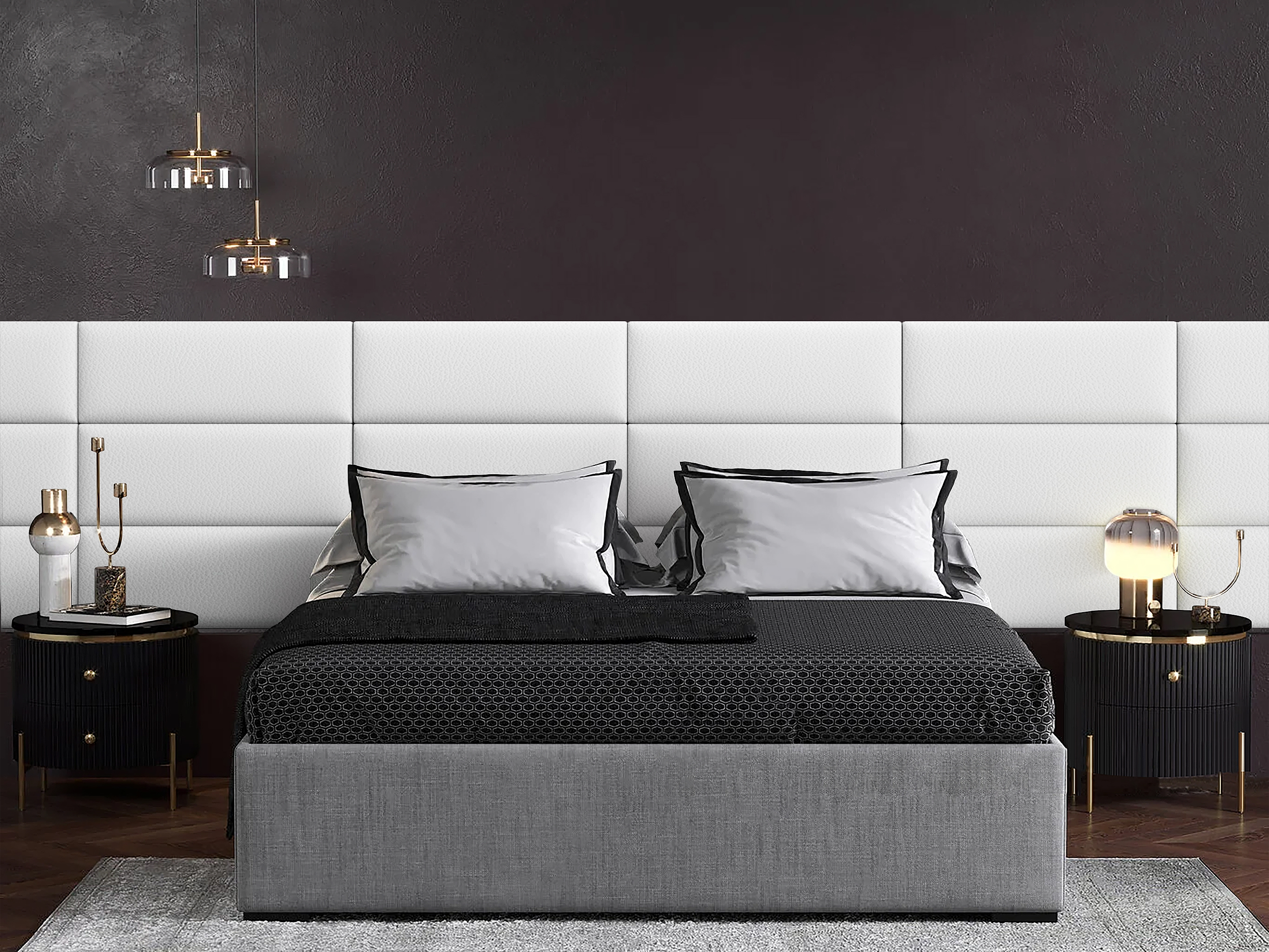 Панель кровати Eco Leather White 30х80 см 4 шт.