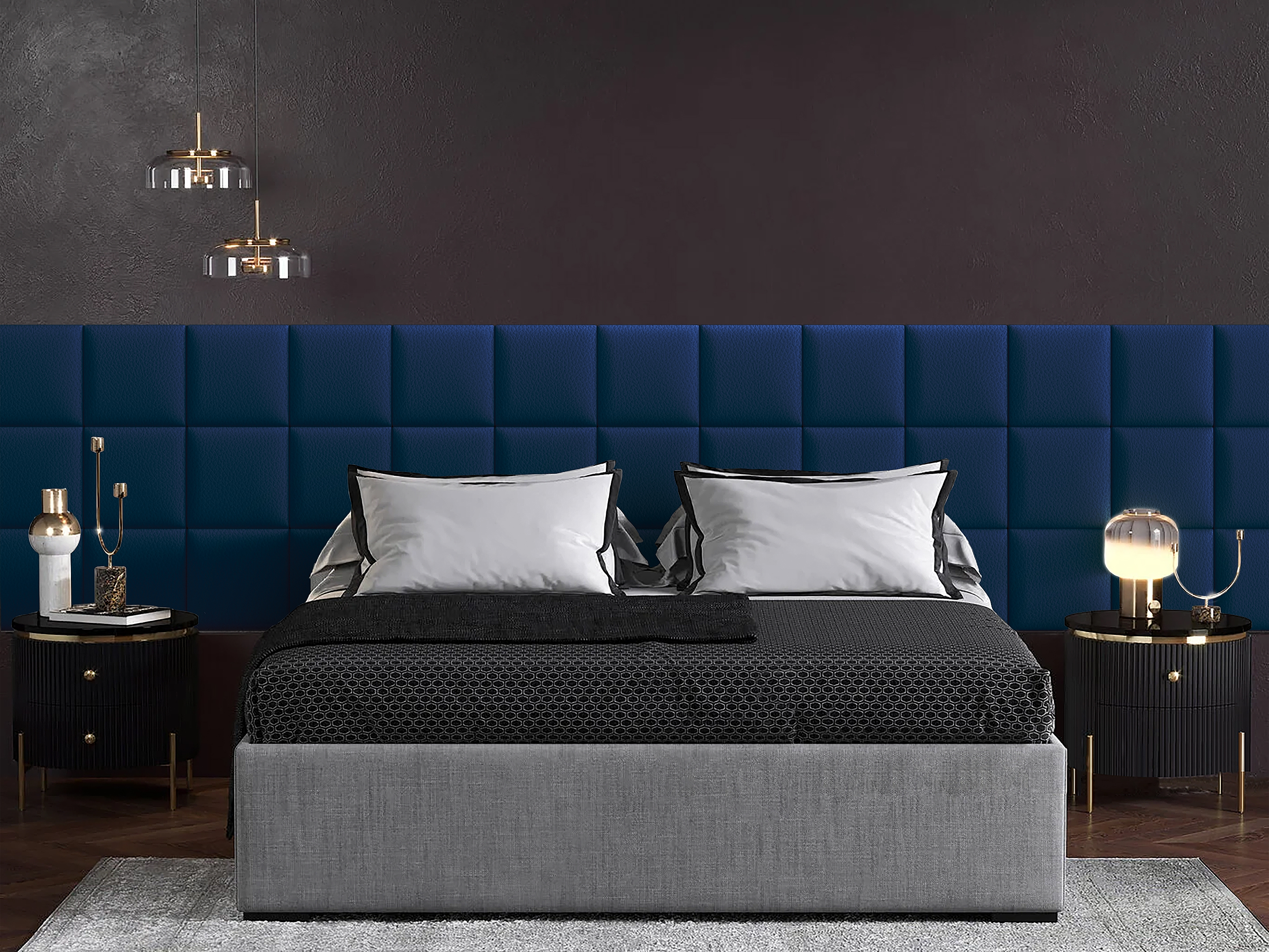 Панель кровати Eco Leather Blue 30х30 см 1 шт.