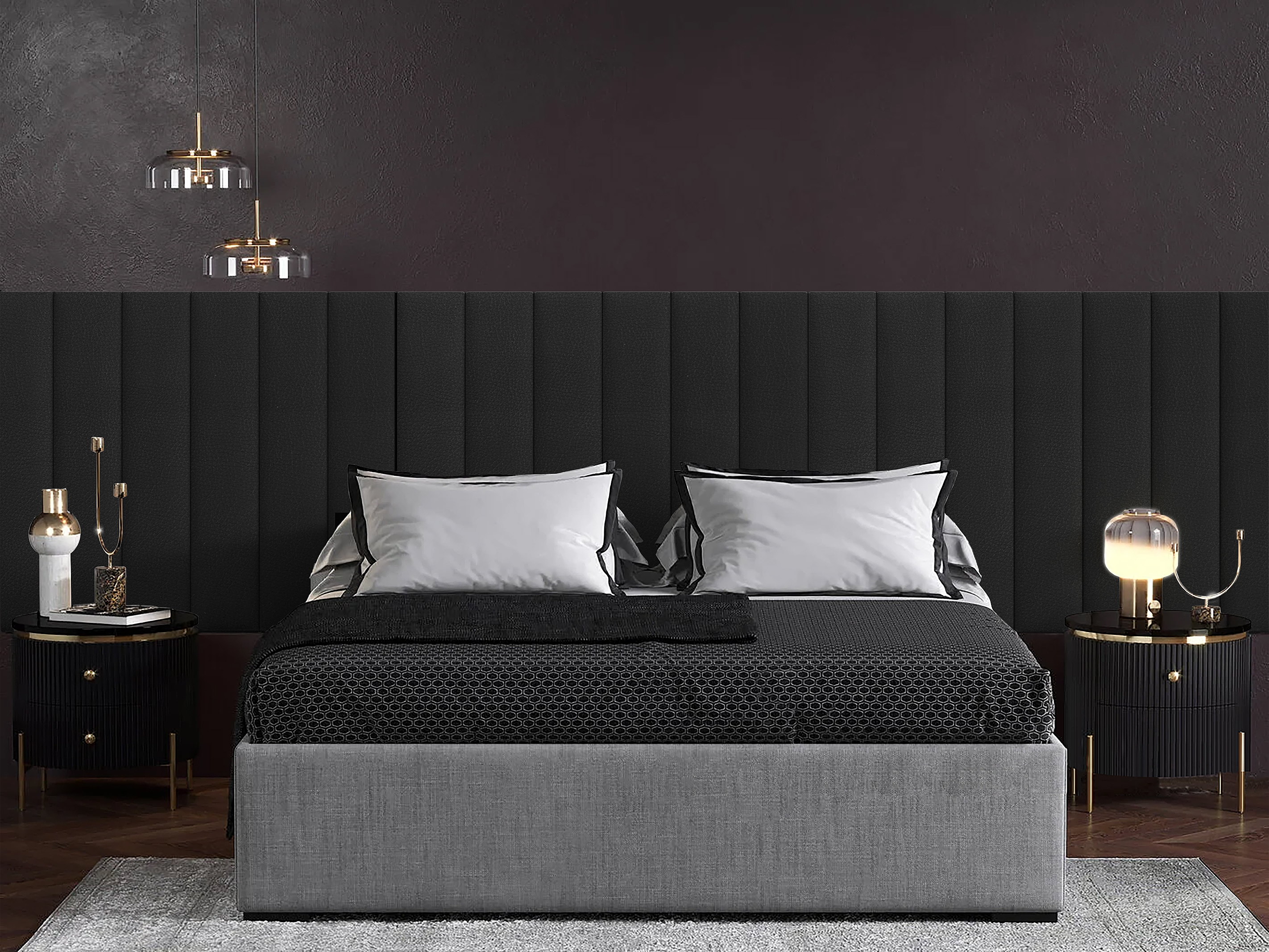 Панель кровати Eco Leather Black 20х100 см 1 шт.