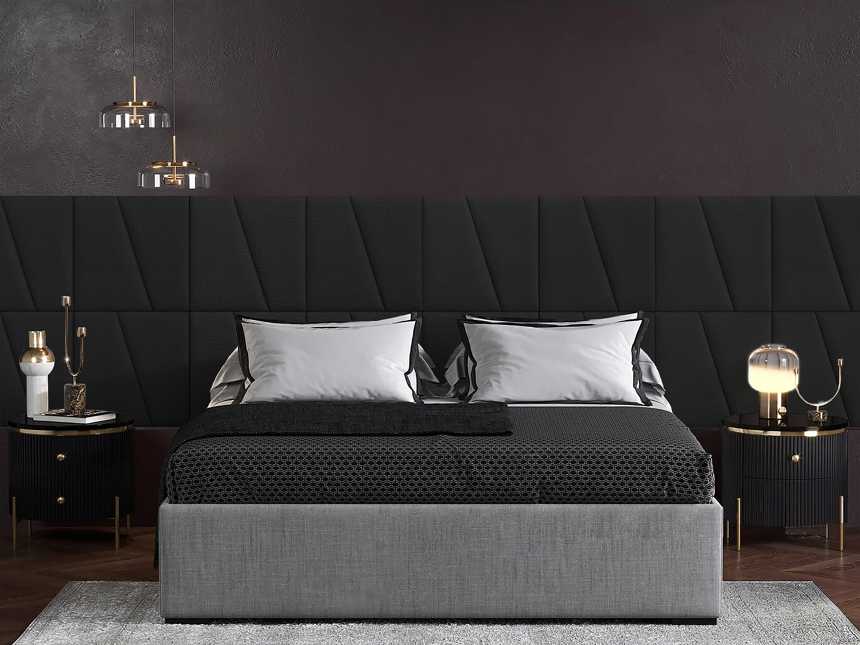 Панель кровати Eco Leather Black 50х50DP см 2 шт.